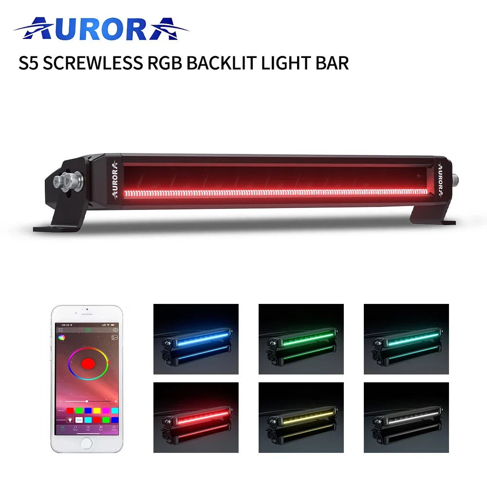 AURORA Screwless 20-Inch Offroad Driving DRL RGB LED Light Bar ...